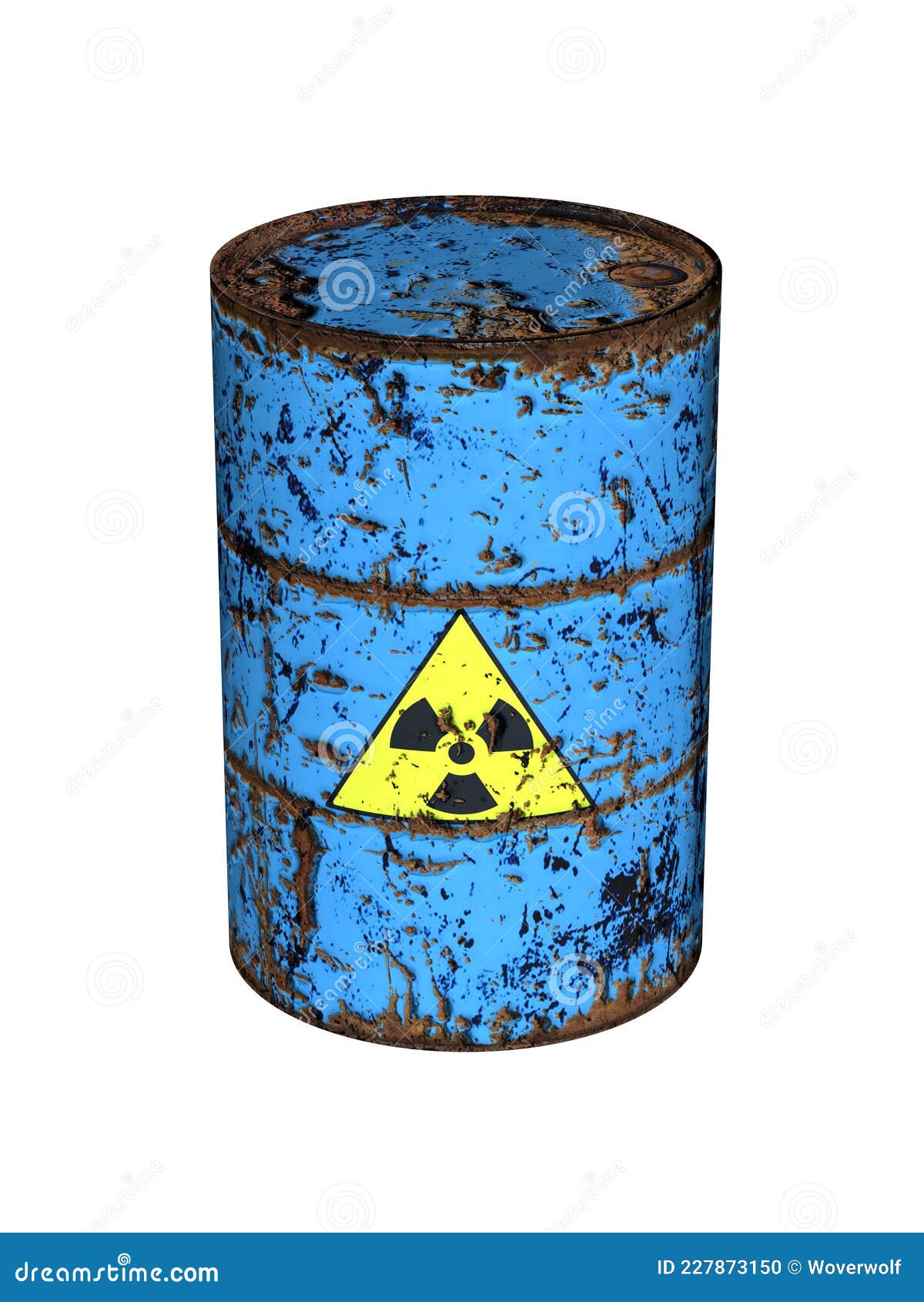 Rusty Metal Barrel with Radiation Sign 3d Rendering Stock Illustration ...