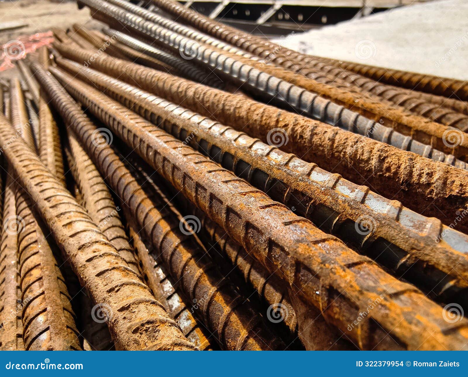 A Rusty Metal Bars is Stacked at the Construction Site Stock Photo ...