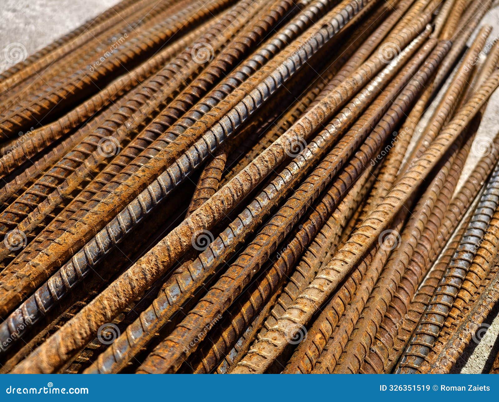 A Rusty Metal Bars is Stacked at the Construction Site Stock Image ...