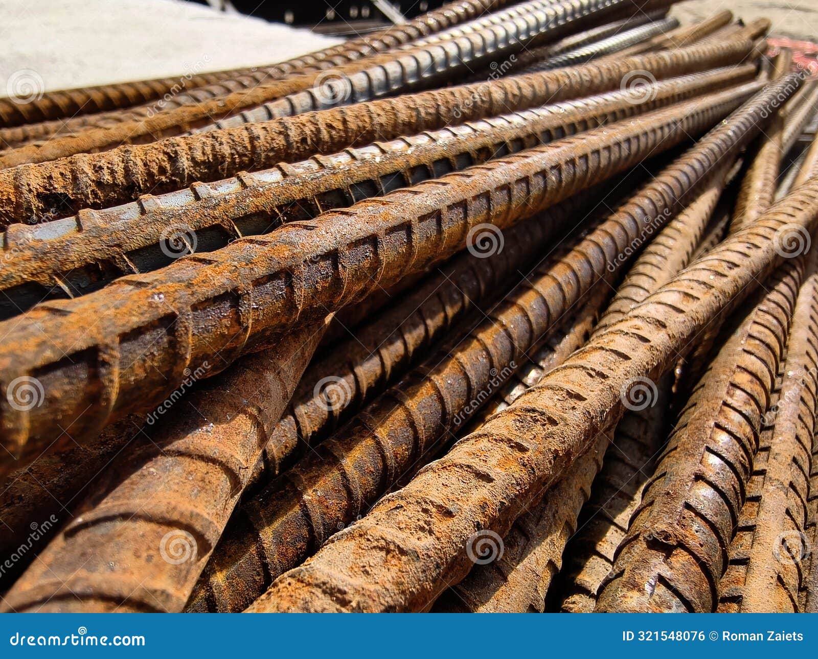 A Rusty Metal Bars is Stacked at the Construction Site Stock Photo ...