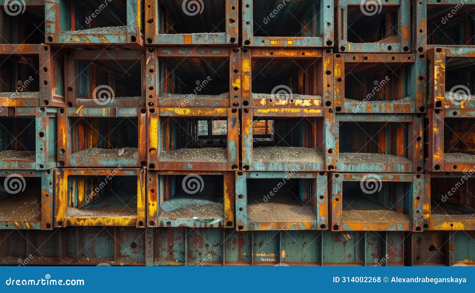 Rusty Metal Beams in a Stack, Creating Geometric Patterns Stock ...