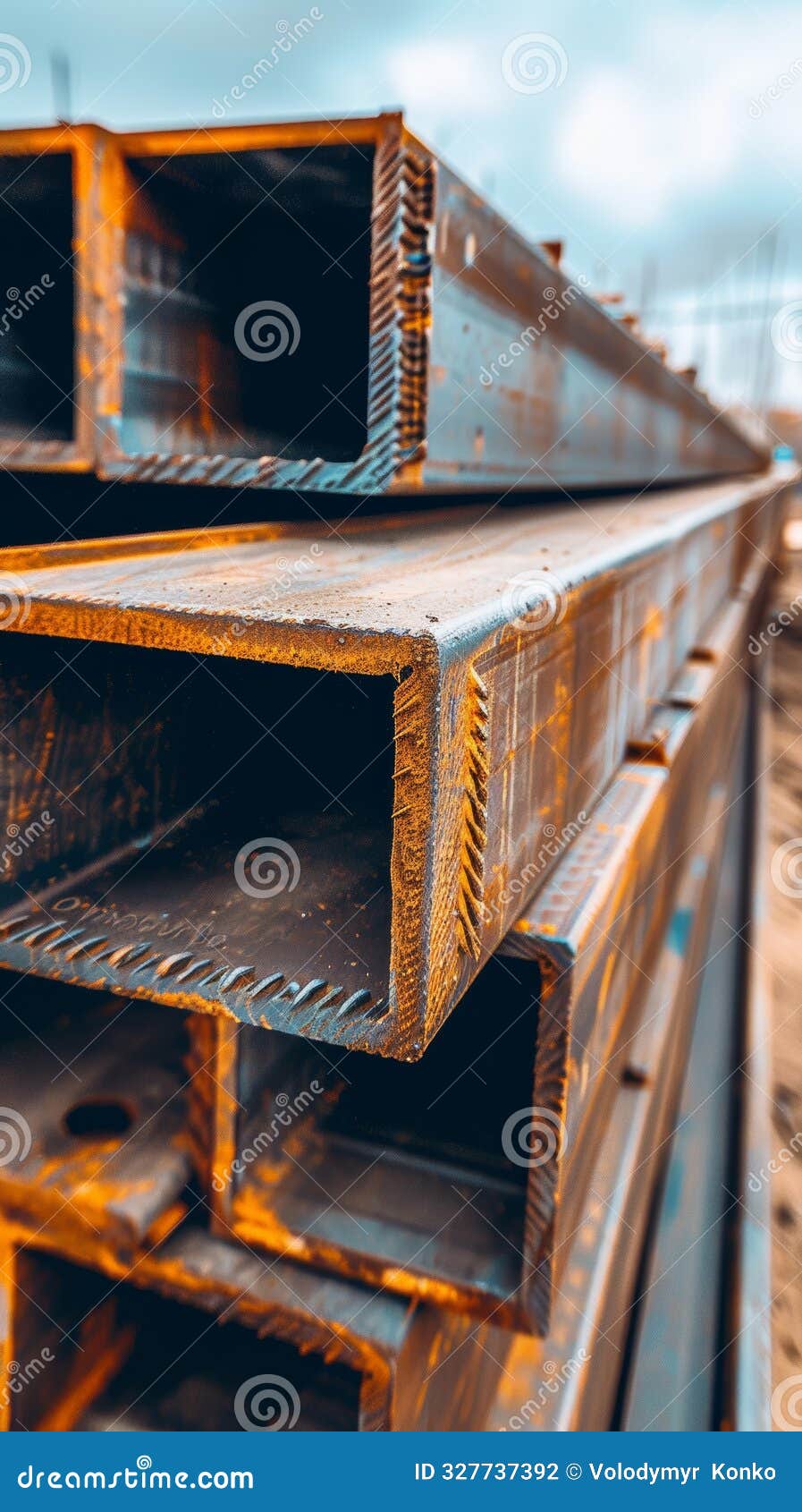 Rusty Metal Beams Stacked in a Construction Site, Industrial Materials ...