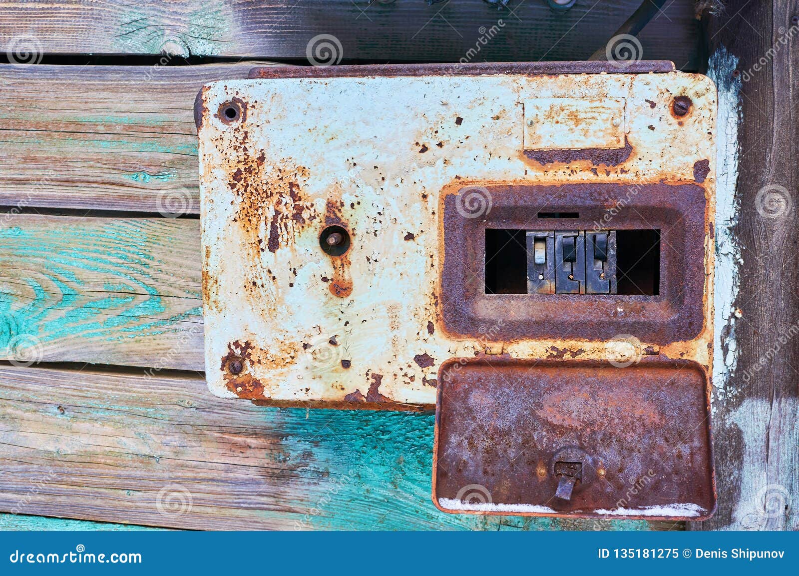 Rusty Metal Box with Electrical Circuit Breakers Stock Image - Image of ...