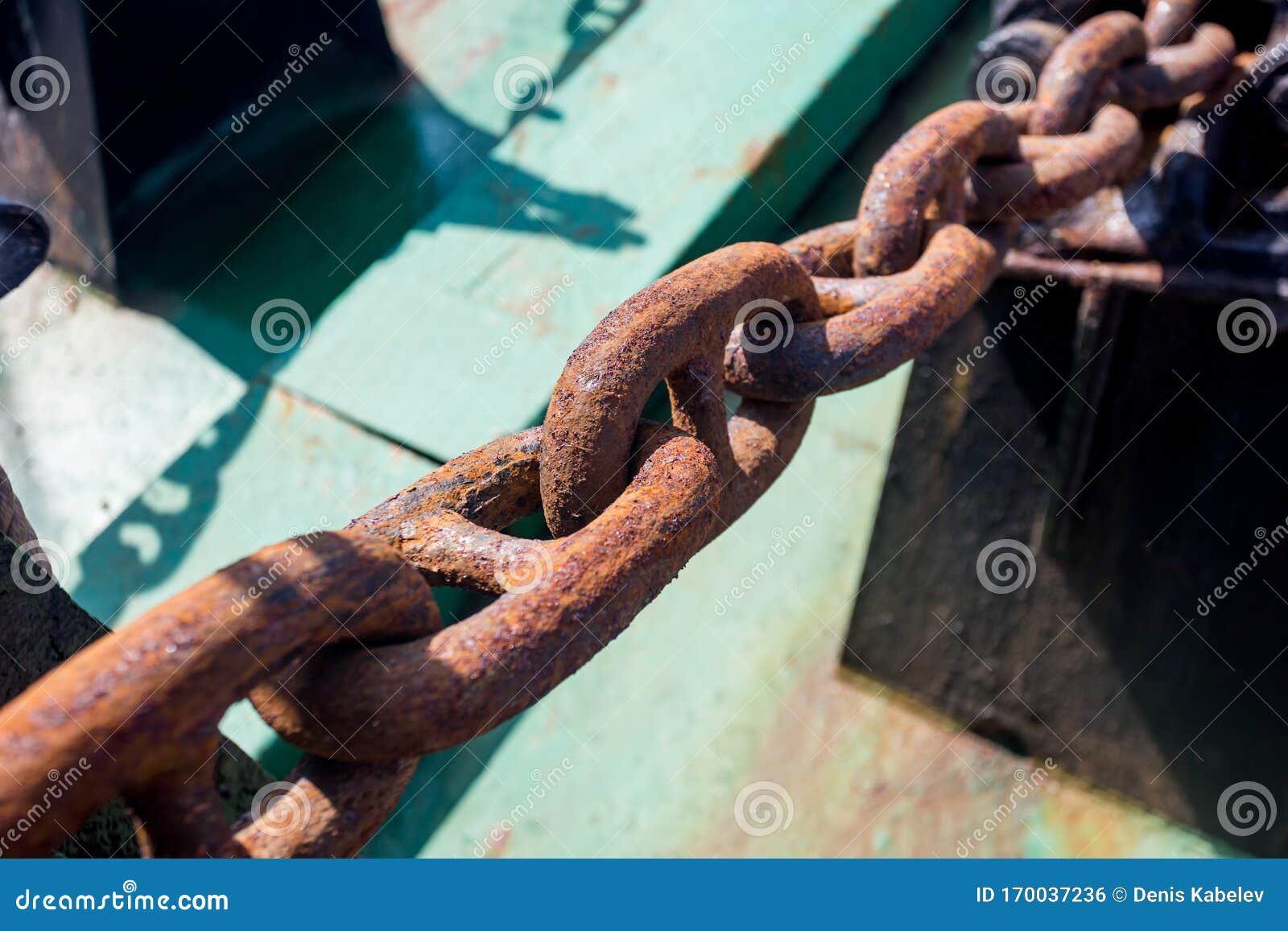 Rusty Metal Chain Anchor Chain on a Ship. Closeup View Stock Photo ...