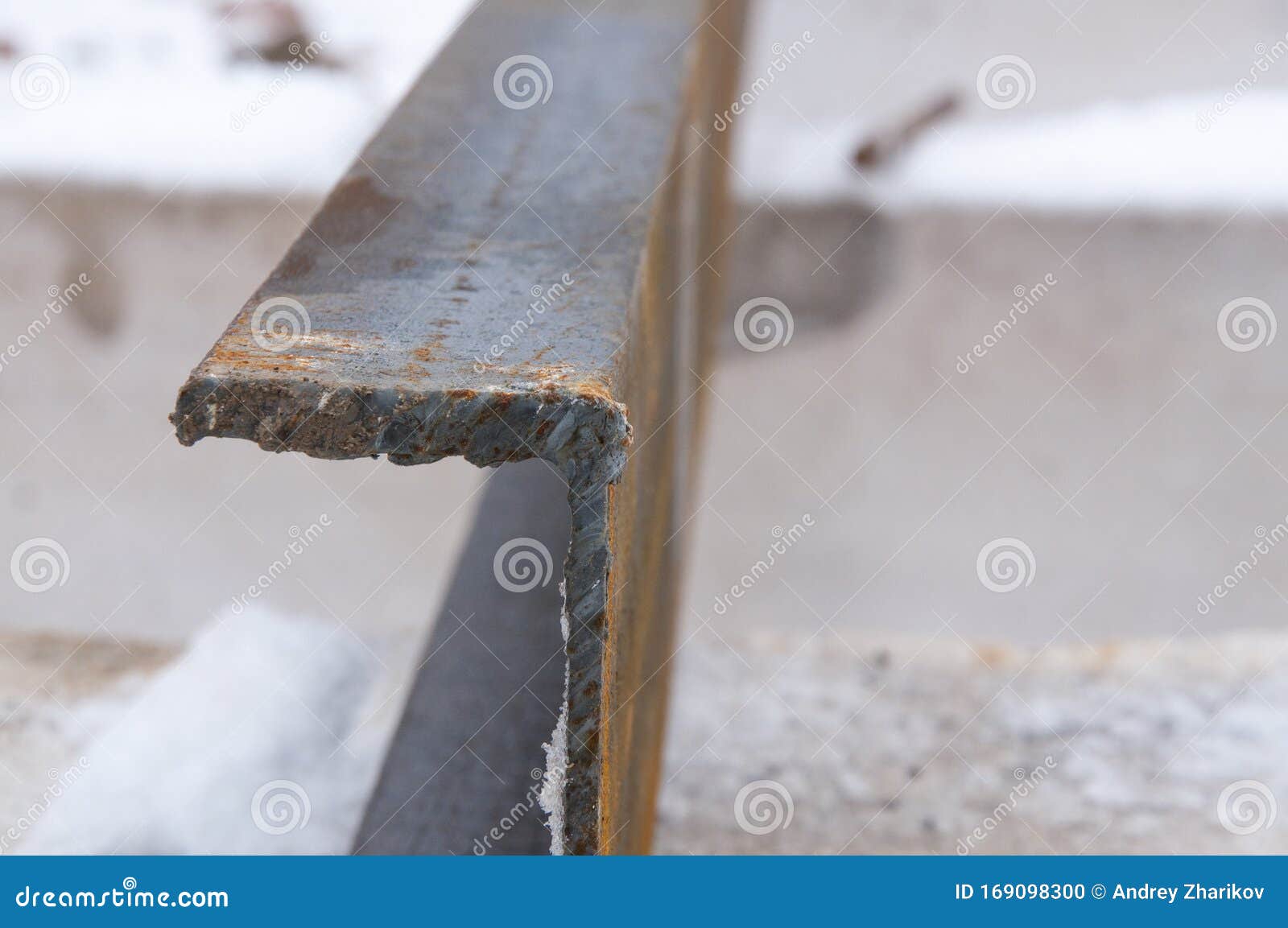 Rusty Metal Channel. Weld. Concrete and Metal Construction Stock Photo ...