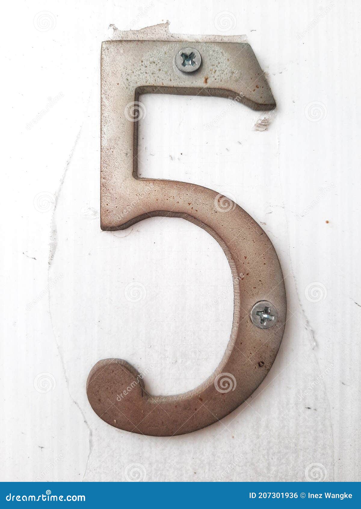 Rusty Metal Door Sign Number Five Stock Photo - Image of iron, outdoor ...