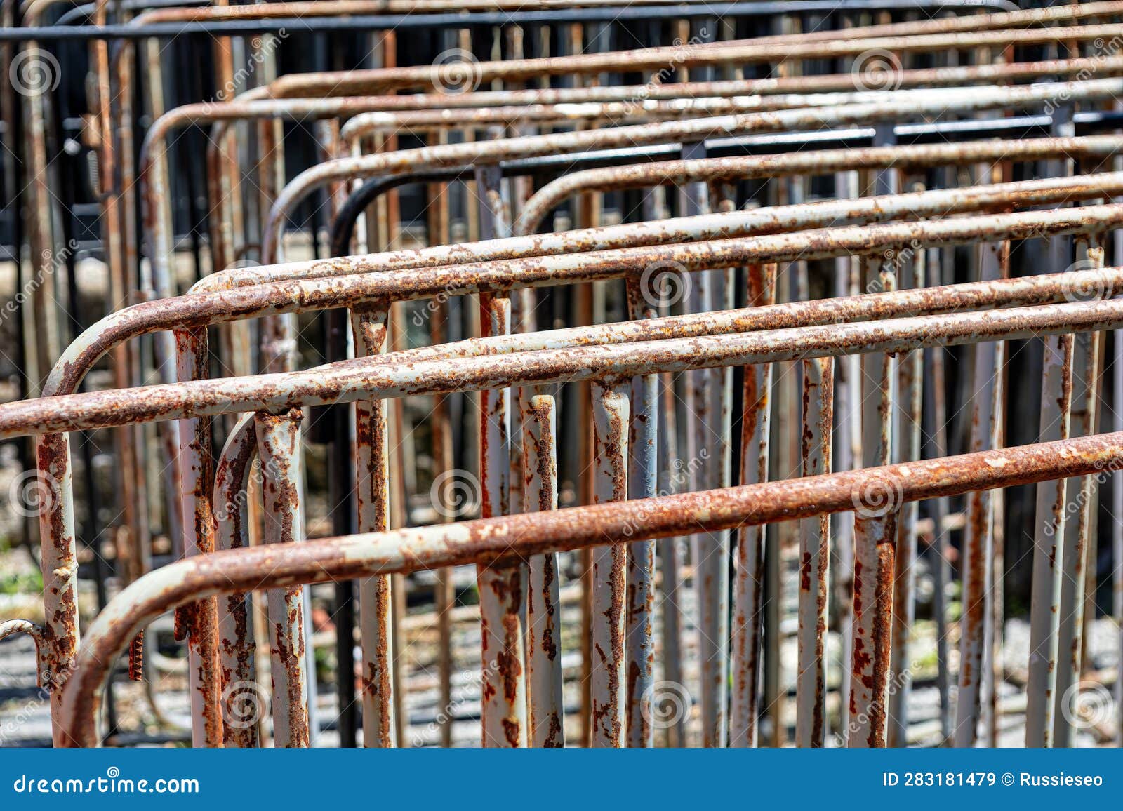 Rusty Metal Fence at a Construction Site Stock Image - Image of rust ...