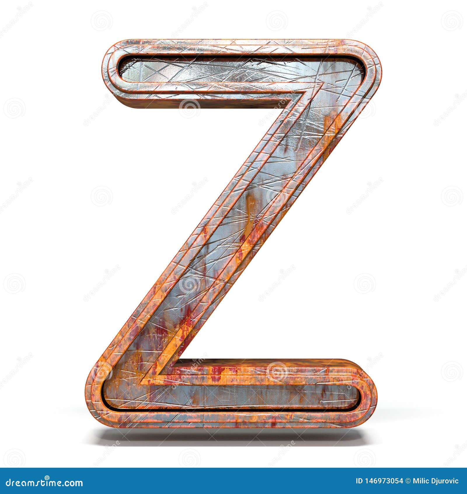 Rusty Metal Font Letter Z 3d Stock Illustration Illustration Of