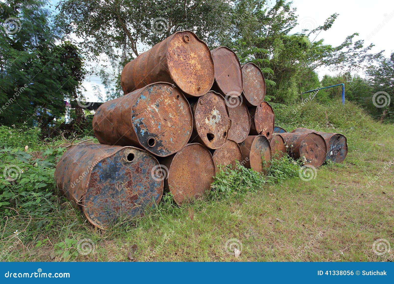 Rusty Metal Fuel Tanks Stacked Stock Photo - Image of pollution ...