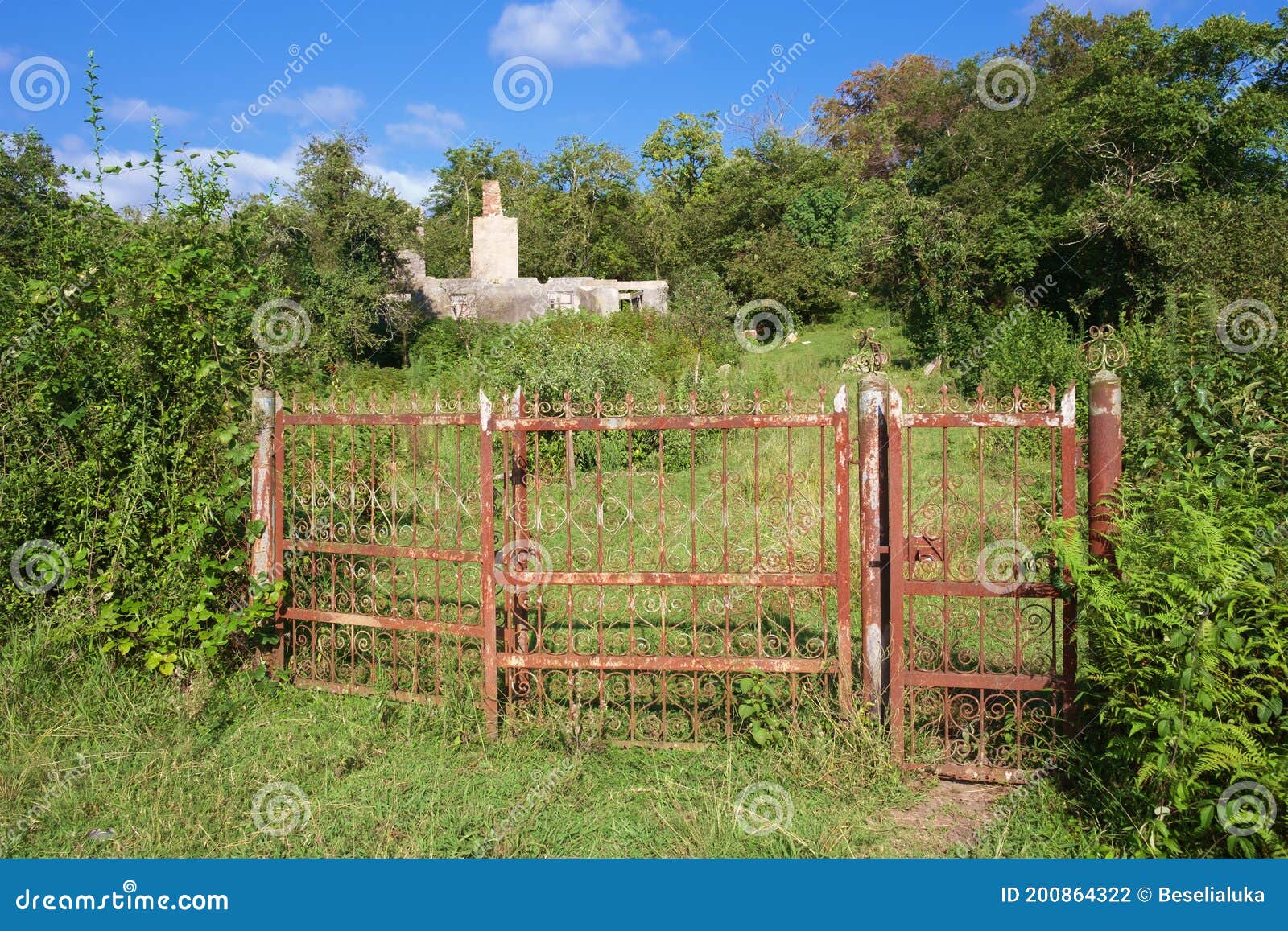 Rusty Metal Gate of Abandoned Yard Stock Photo - Image of grunge ...