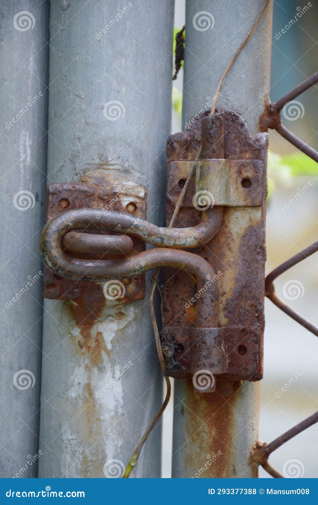 Rusty Metal Gate with Chain Stock Photo - Image of industry, closed ...