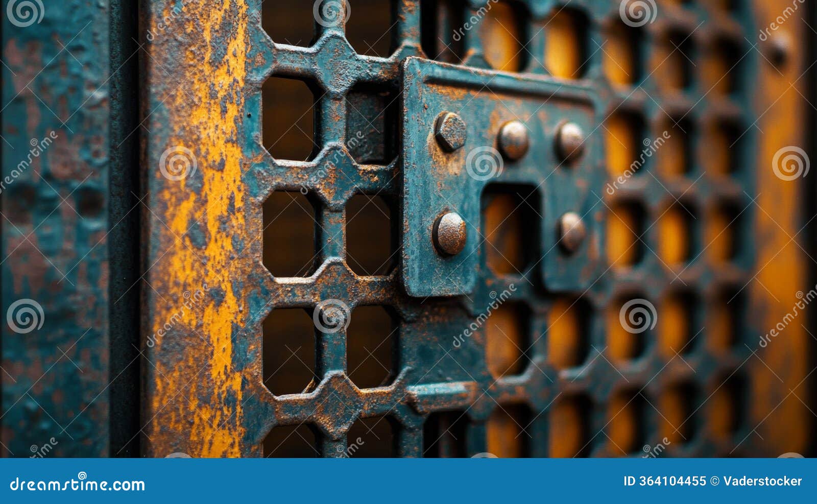 Rusty Metal Gate With Hexagonal Pattern And Fasteners Royalty-Free ...