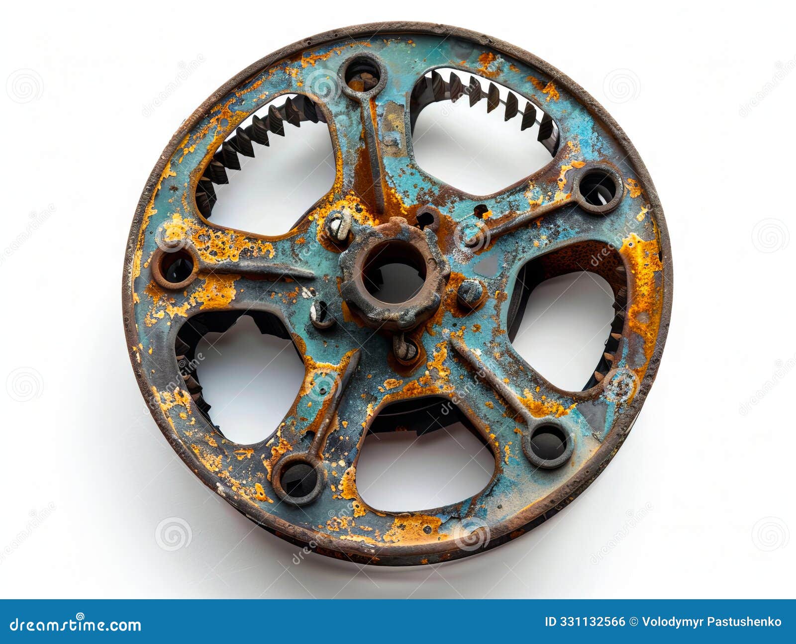 A Rusty Metal Gear Wheel with Teeth on a White Background Stock Photo ...