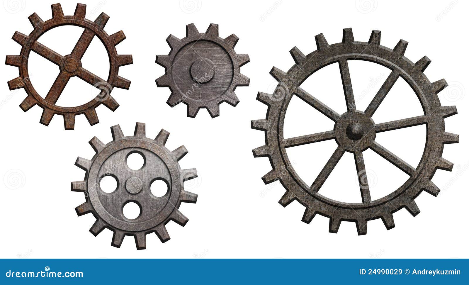 Rusty Metal Gears and Cogs Set Isolated on White Stock Image - Image of ...
