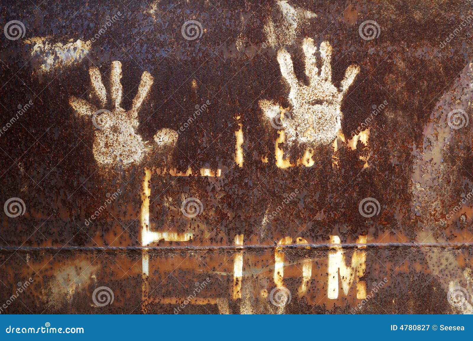 Rusty metal with handprint stock image. Image of modern - 4780827