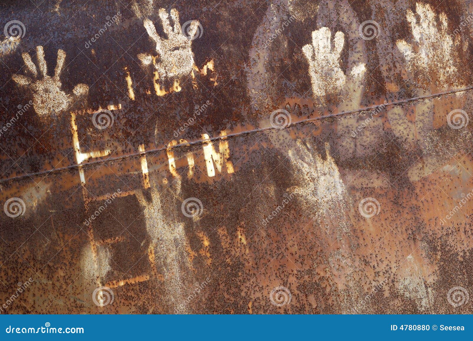 Rusty metal with handprint stock photo. Image of modern - 4780880