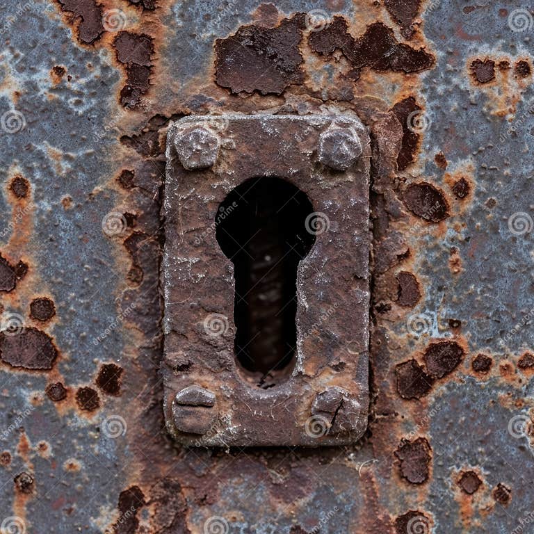 Rusty Metal Keyhole in Old Weathered Surface Stock Illustration ...