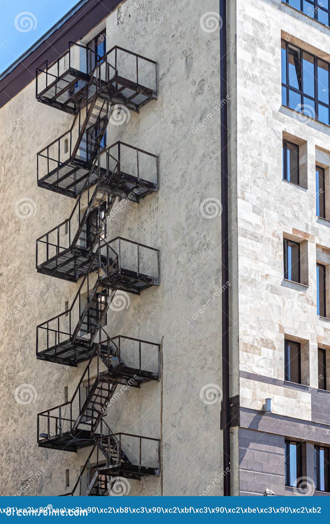 Rusty Metal Ladder for Fire Evacuation on the Wall of an Old House ...