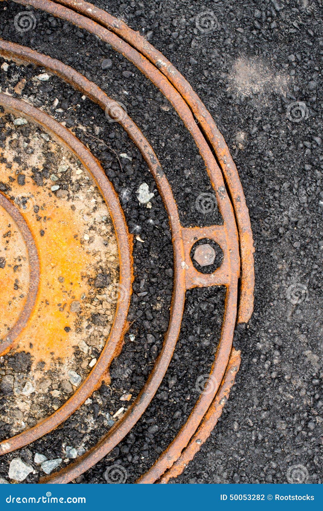 Rusty metal manhole cover stock photo. Image of close - 50053282