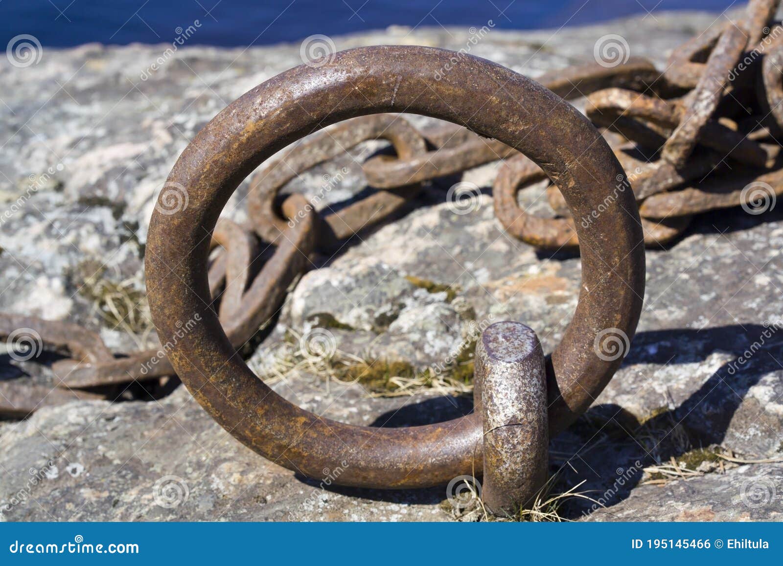 Rusty metal mooring ring stock photo. Image of solitary - 195145466