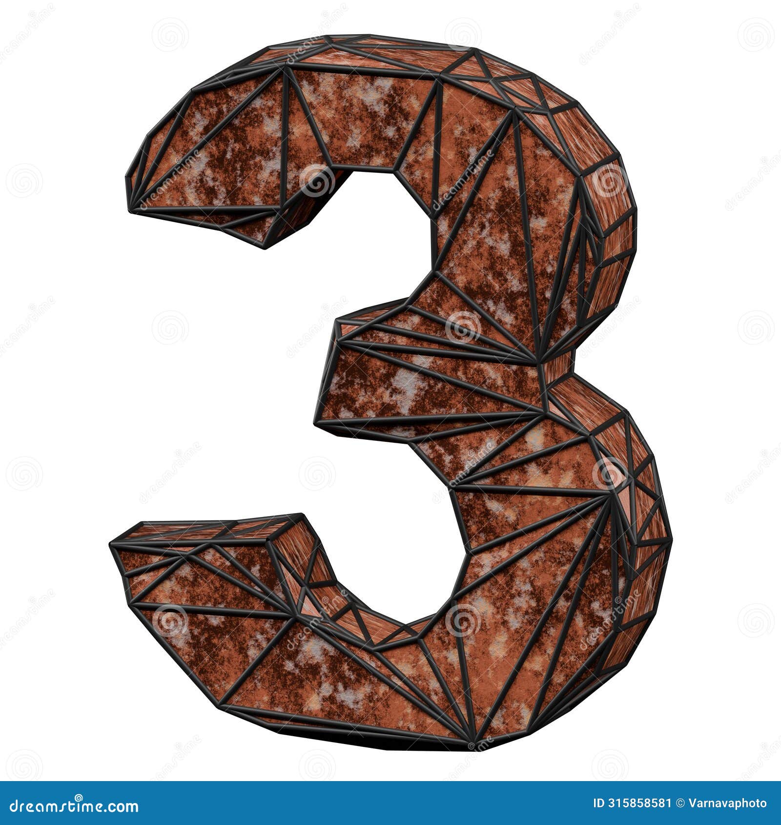 Rusty Metal Number 3 in Wire Grid Stock Image - Image of retro, wire ...
