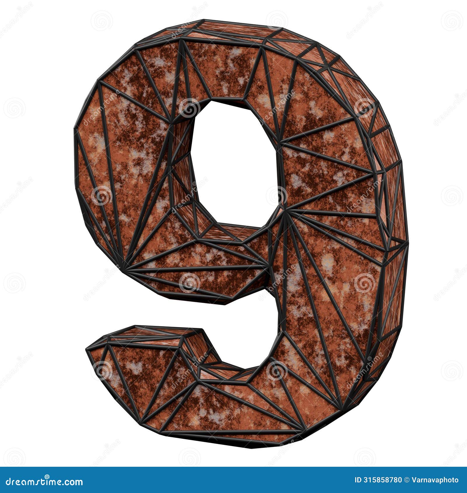 Rusty Metal Number 9 in Wire Grid Stock Photo - Image of rustic ...