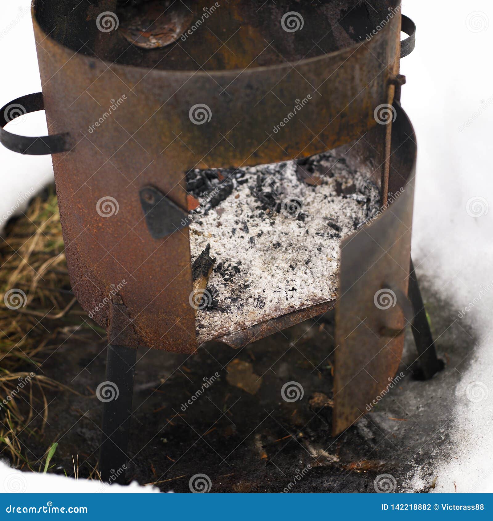 Ash in Abandoned Rusty Stove Stock Photo - Image of used, selective ...