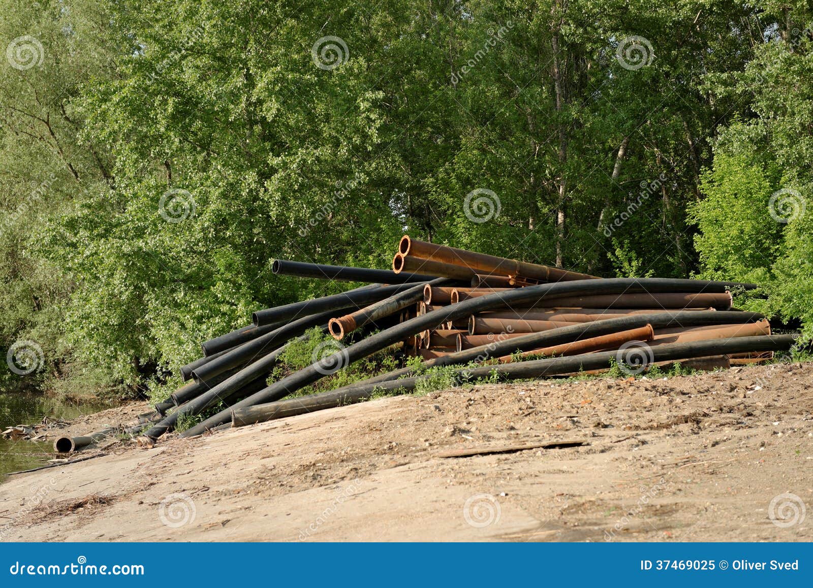 Rusty Metal Pipes in the Forest Stock Image - Image of rusted, liquid ...
