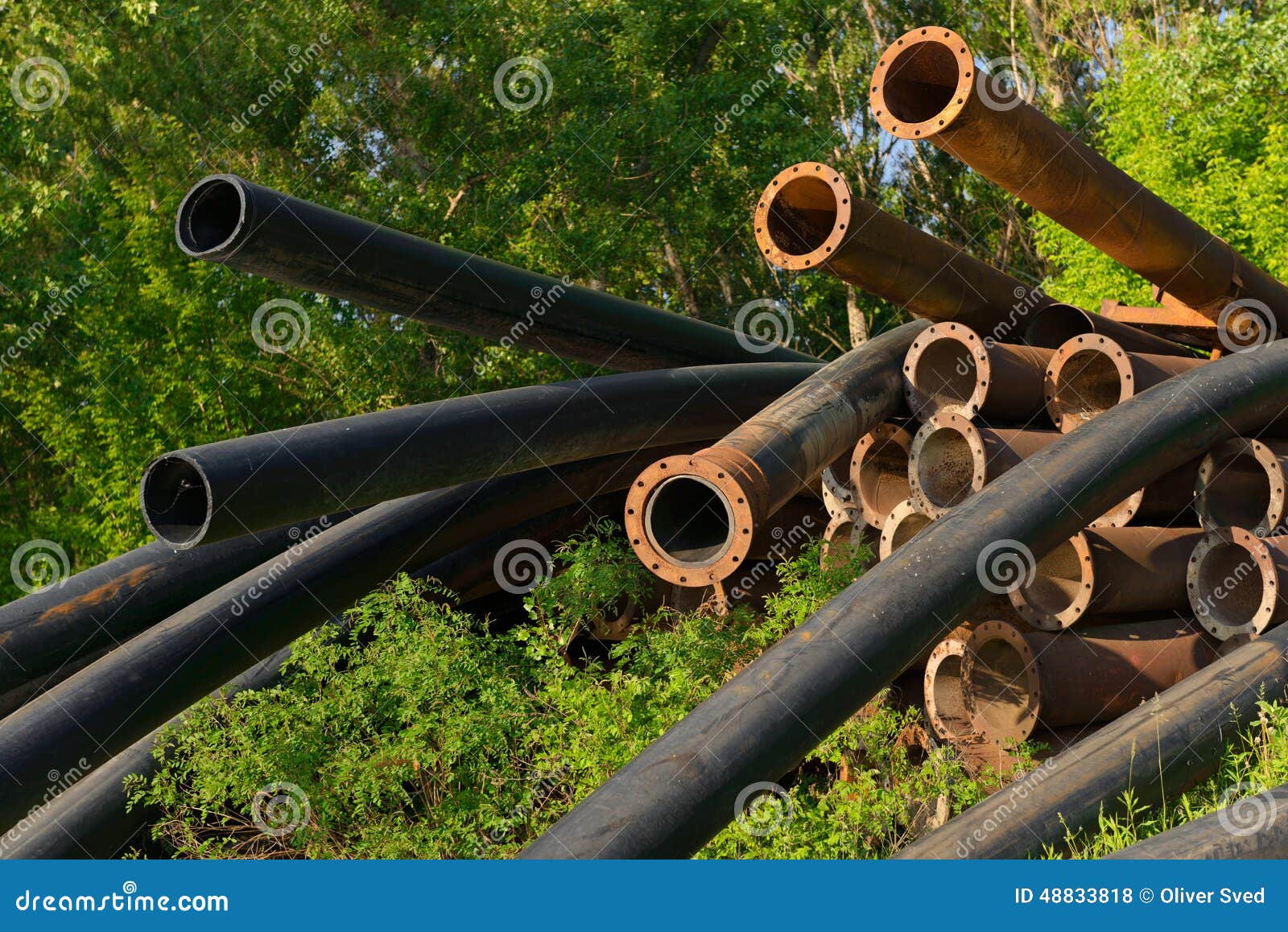 Rusty Metal Pipes in the Forest Stock Photo - Image of ecology ...