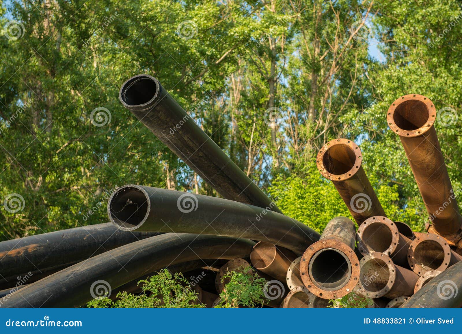 Rusty Metal Pipes in the Forest Stock Image - Image of pipeline ...