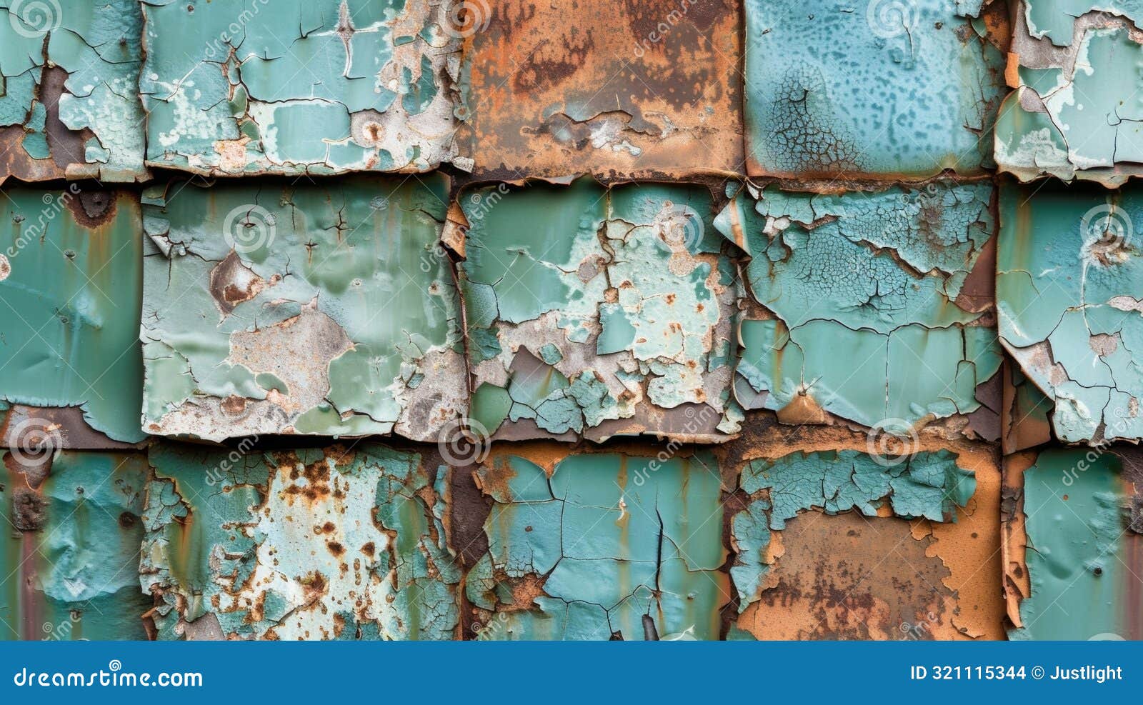 A Rusty Metal Plate with Layers of Chipped Blue and Green Paint Giving ...