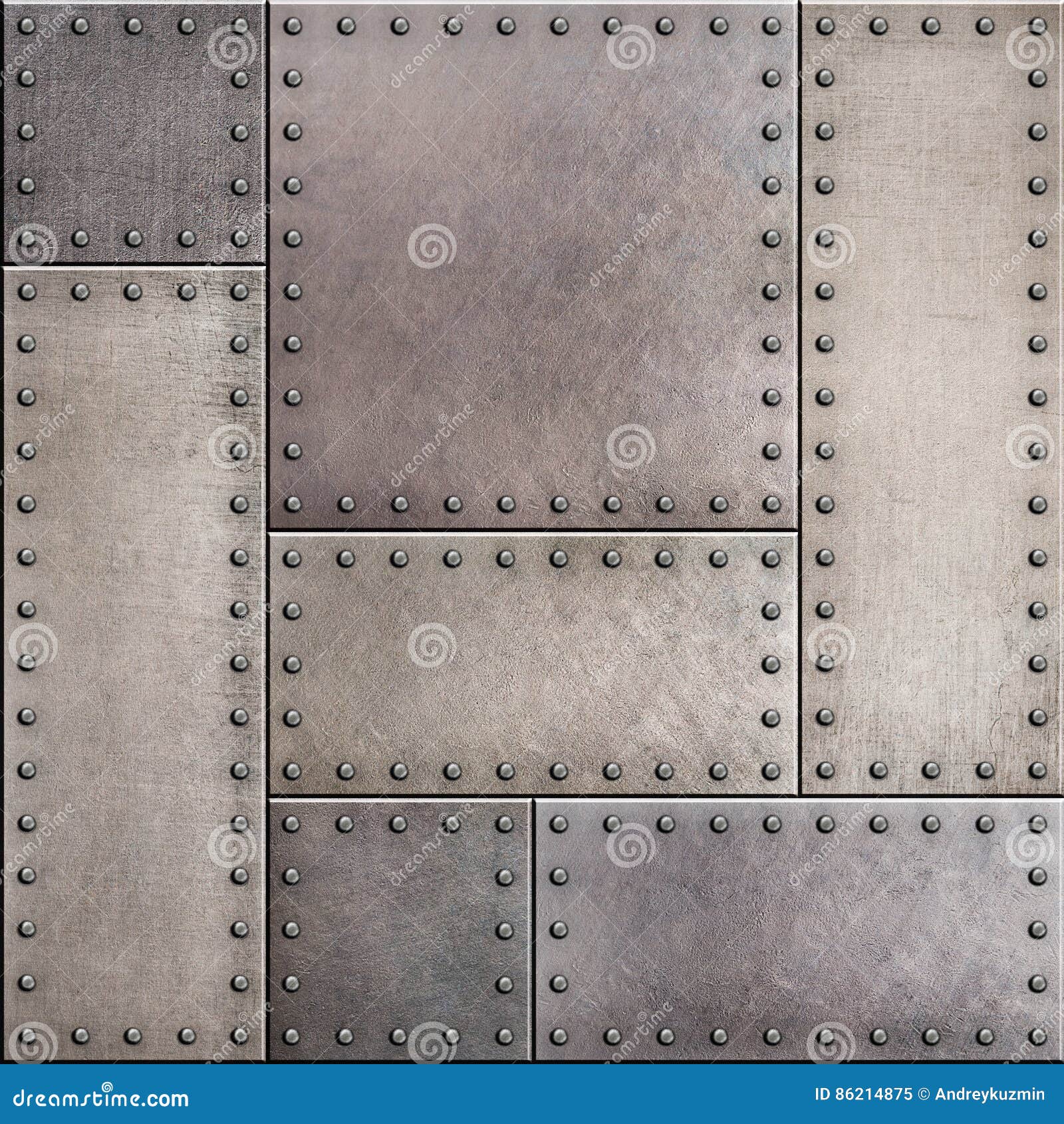 Rusty Metal Plates With Rivets Seamless Background Or Texture Royalty ...