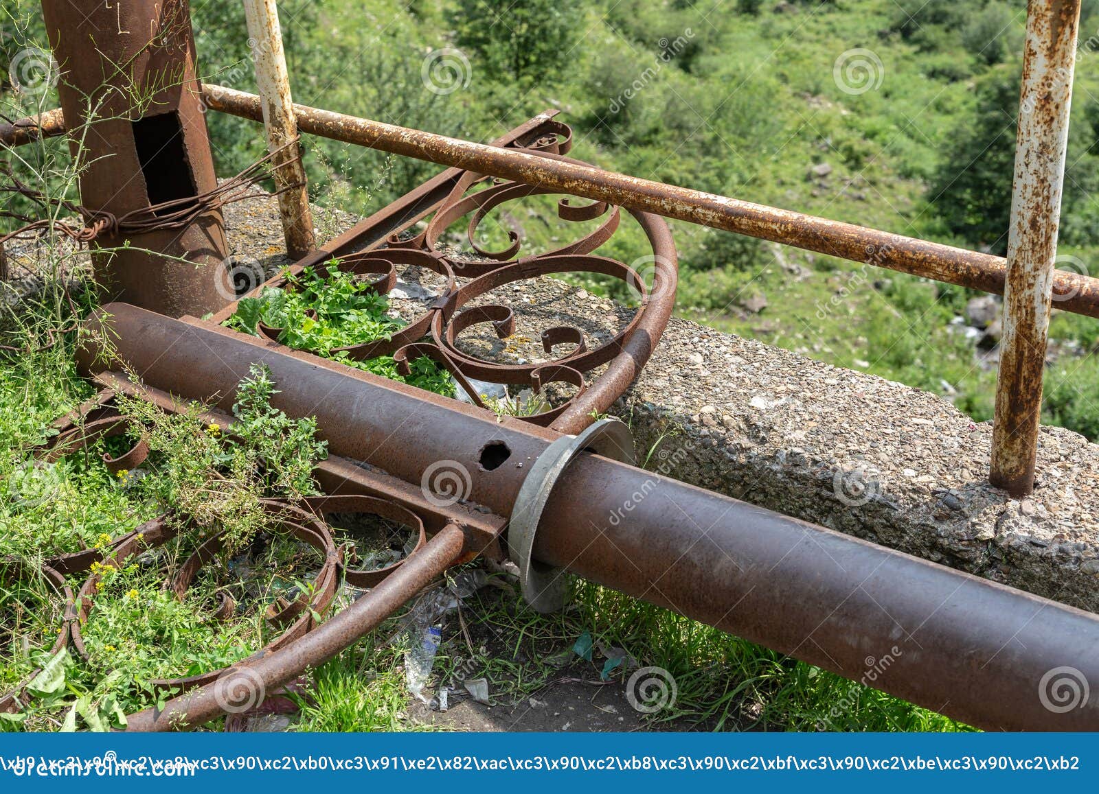 Rusty Metal Pole, on an Observation Deck in the Mountains Stock Image ...