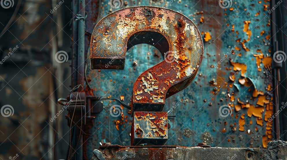 A Rusty Metal Question Mark on a Textured Background. Stock Image ...