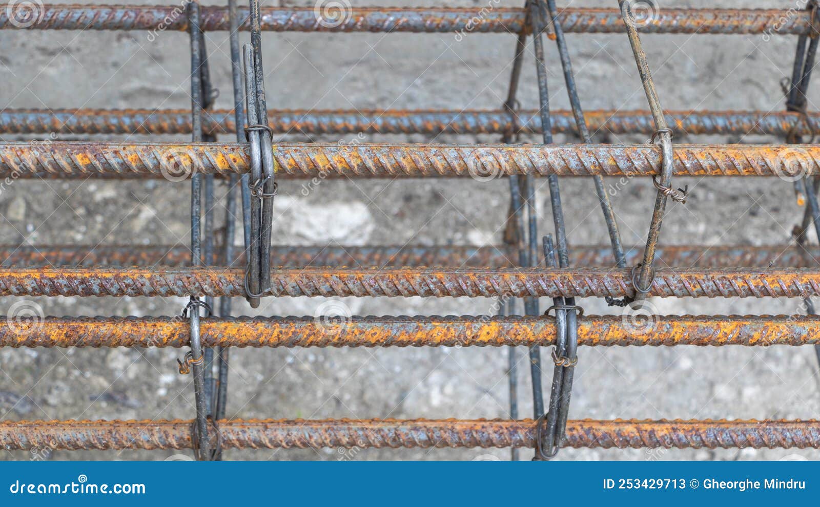 Rusty Metal Reinforcement Bars at Construction Site - from Above of ...