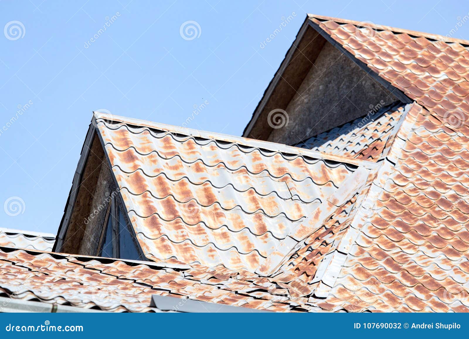 Rusty Metal Roofing Roof As Background Stock Photo - Image of color ...