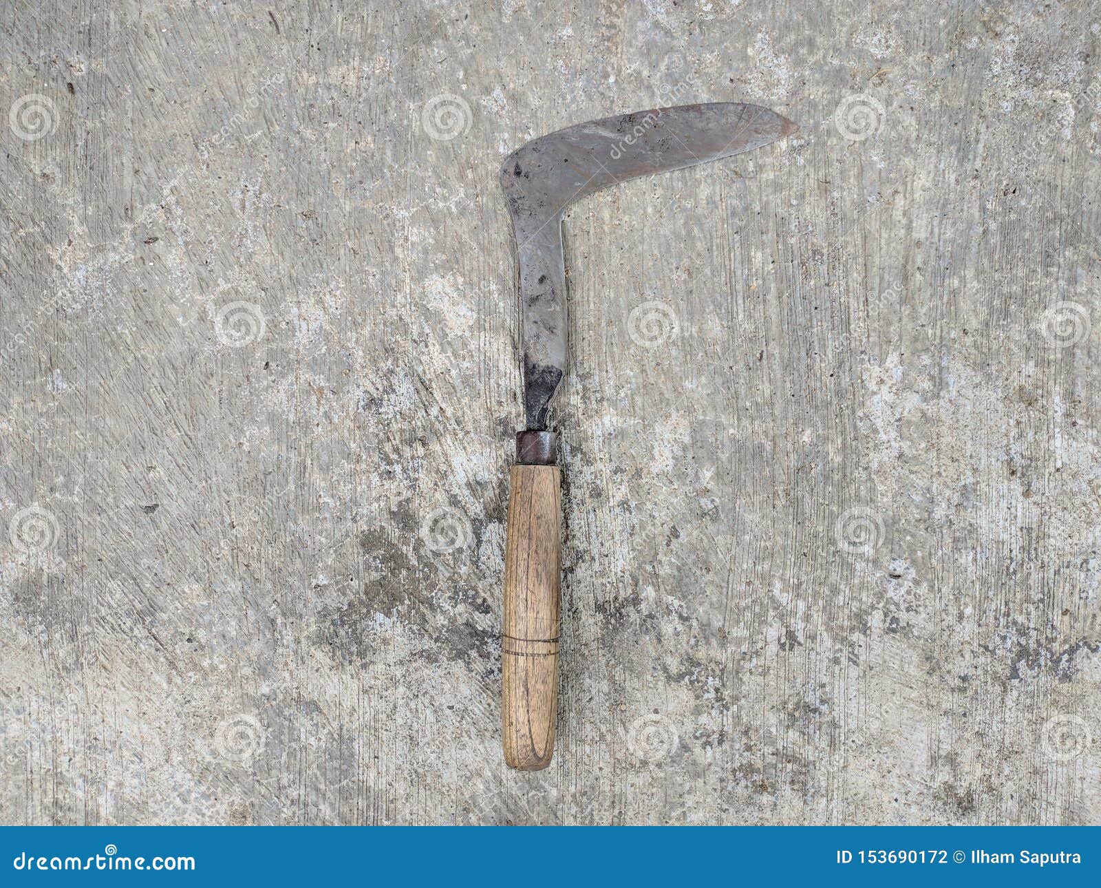 Rusty Metal Sickle on Concrete Texture Stock Photo - Image of parang ...