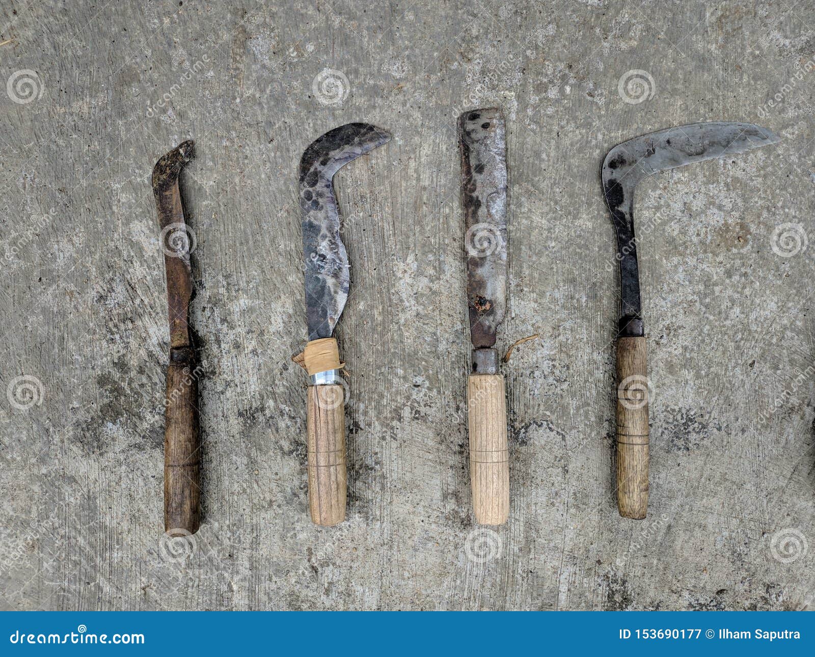 Rusty Metal Sickle on Concrete Texture Stock Image - Image of handle ...