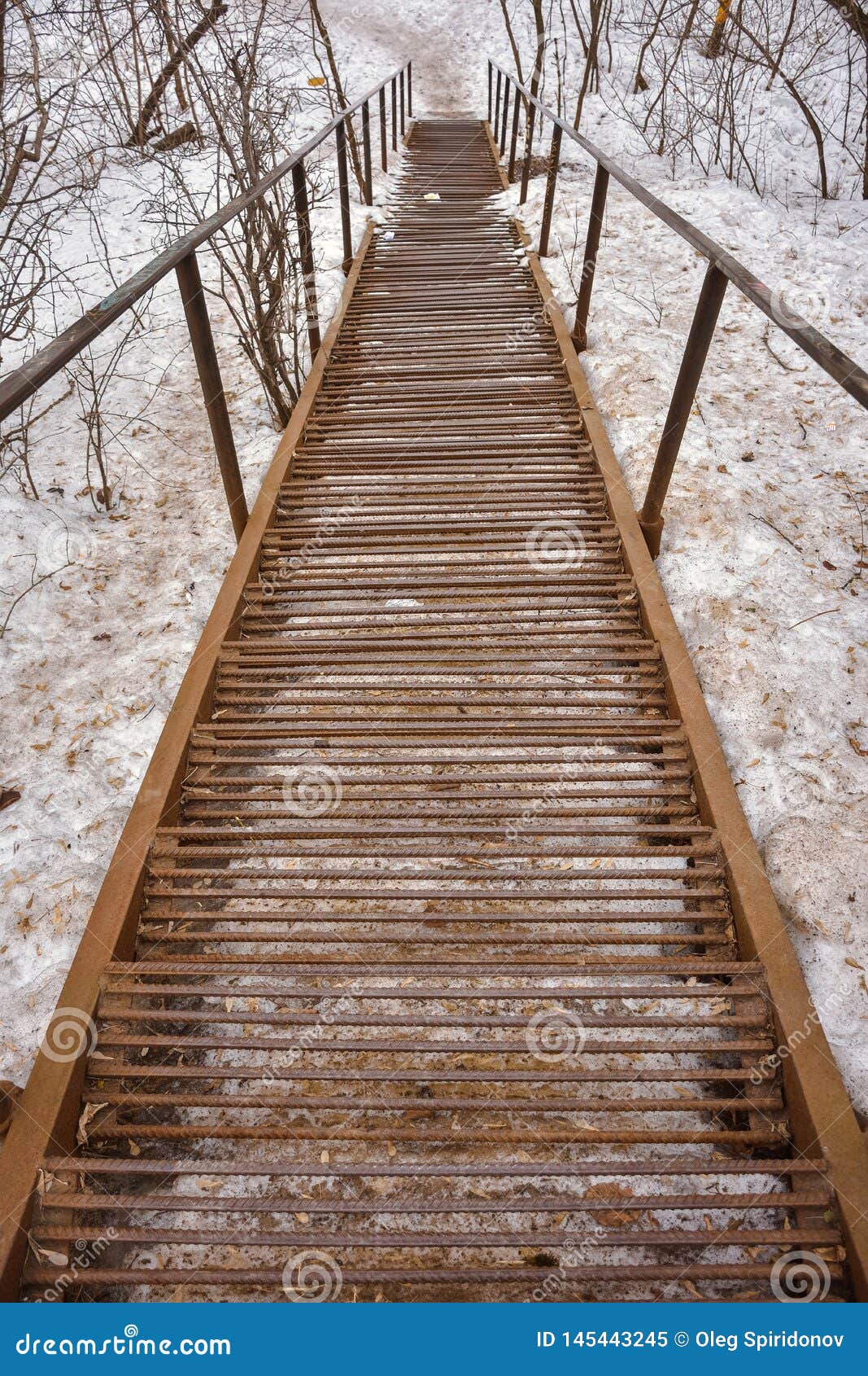 Rusty Metal Stairs Going Down Stock Image - Image of white, iron: 145443245