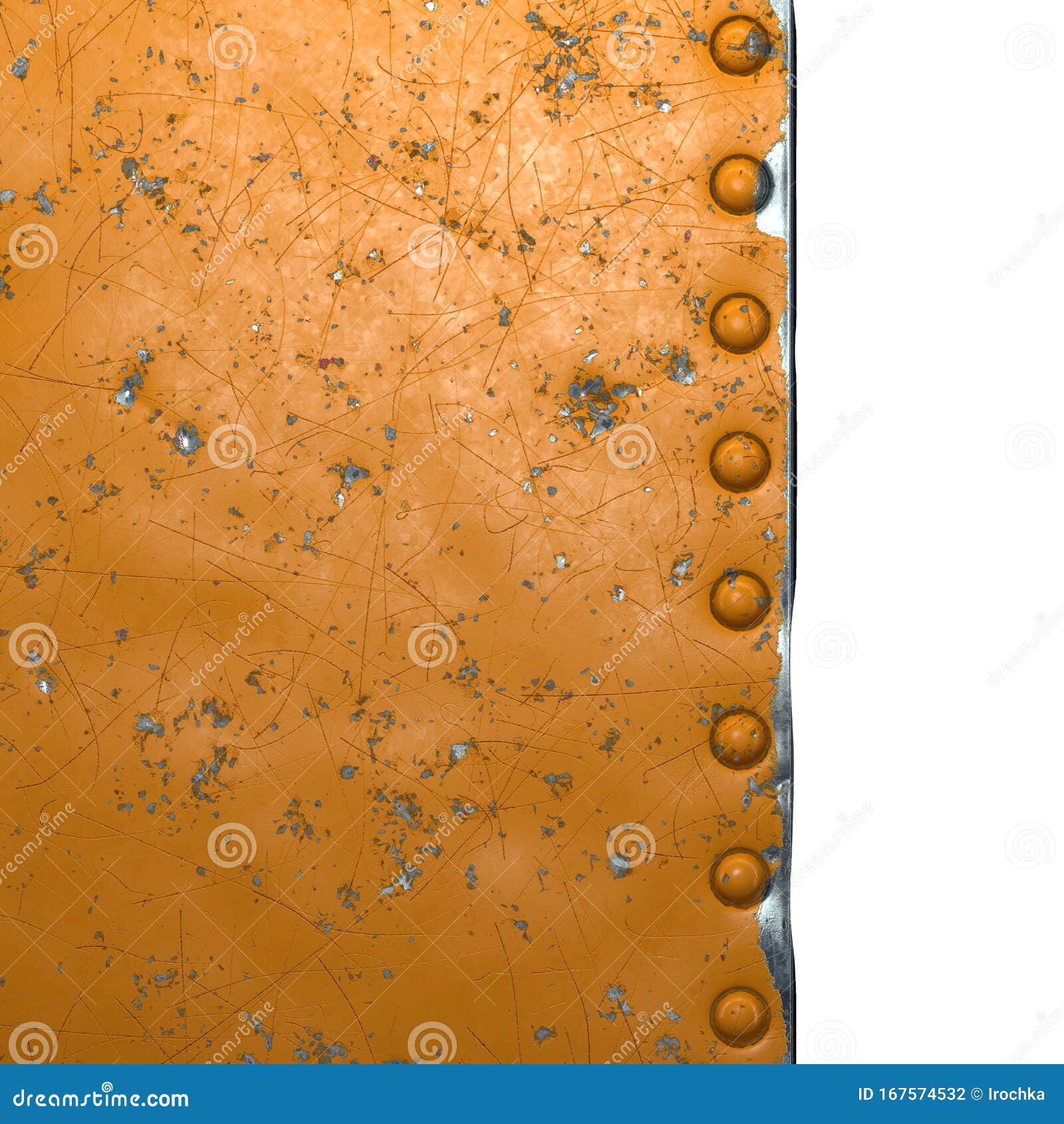 Rusty Metal Strip with Rivets on the Left Against Isolated on White ...