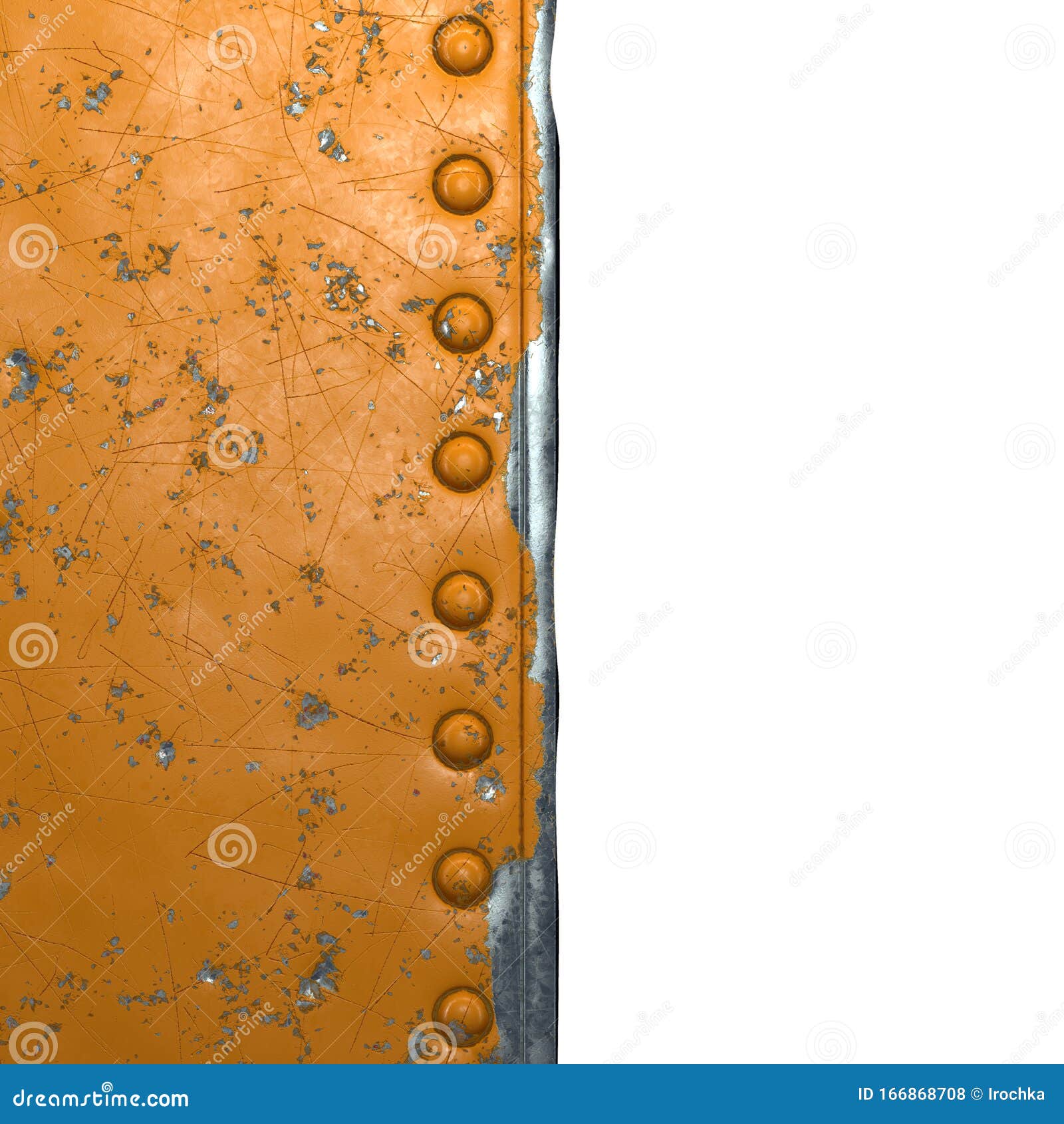 Rusty Metal Strip with Rivets on the Left Against Isolated on White ...