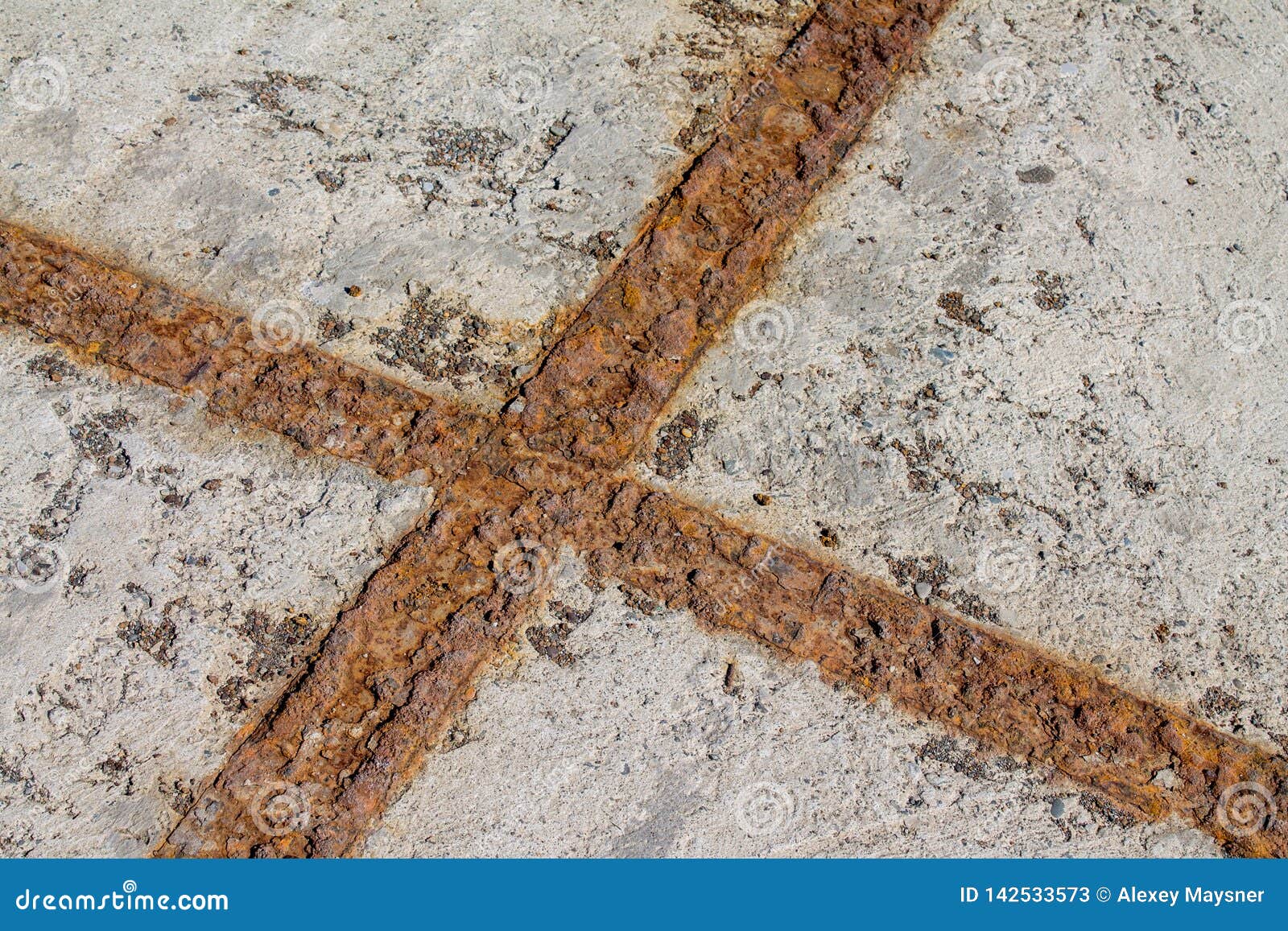 Rusty Metal Structure in a Concrete Slab Stock Image - Image of ...