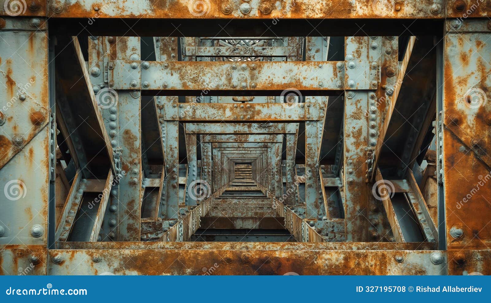Rusty Metal Structure Creating a Vanishing Point Stock Illustration ...