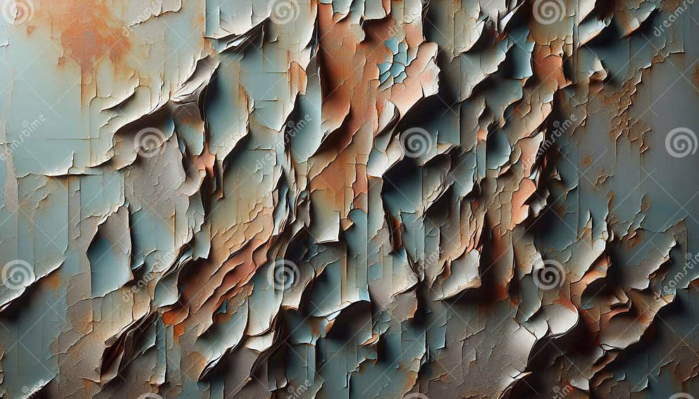 Rusty Metal Texture with Peeling Paint in Light Blue and Rust Tones ...