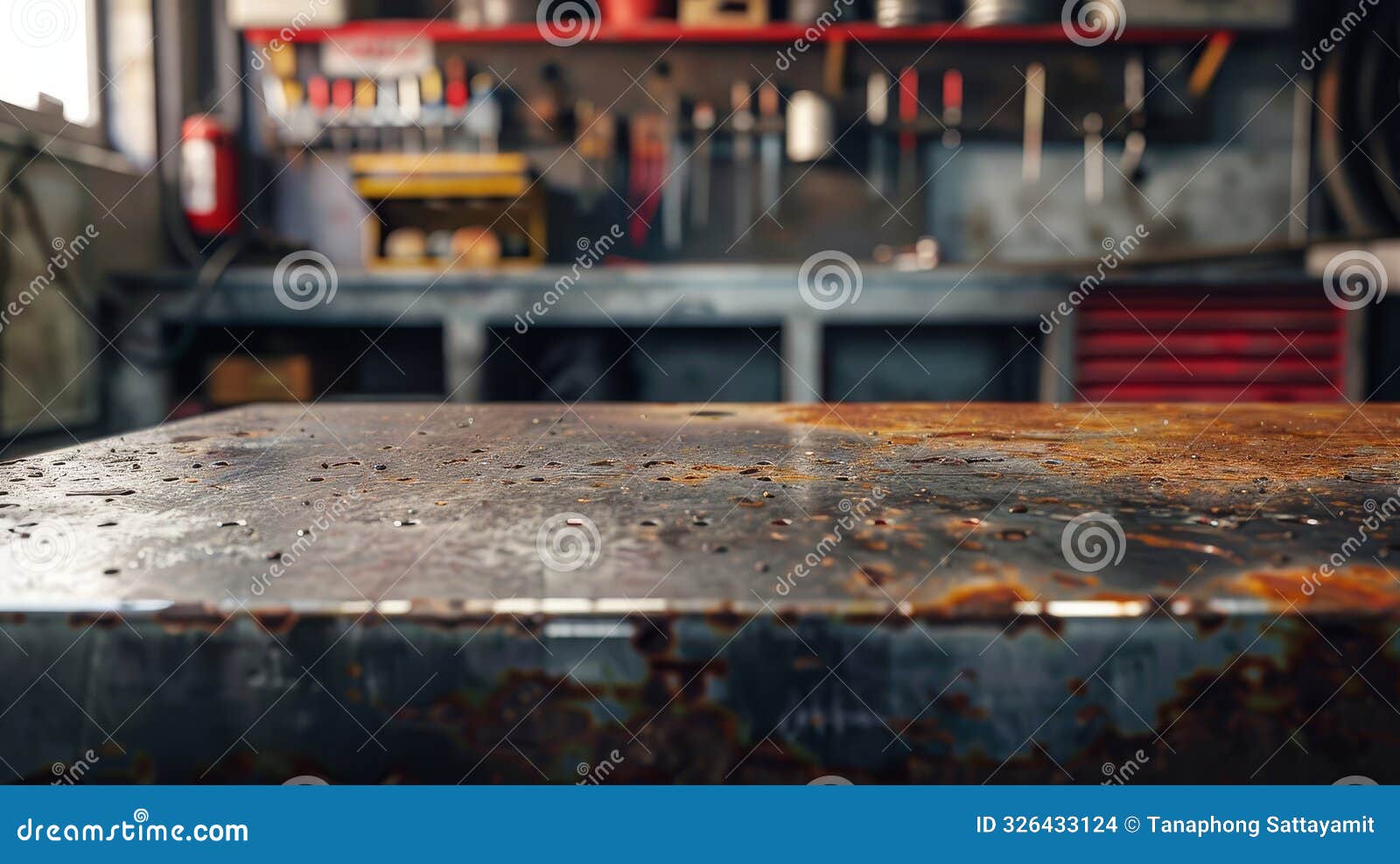 Rusty Metal Workbench in a Workshop Closeup View of a Rusty Metal ...