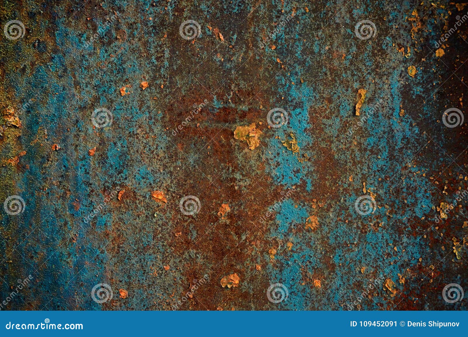 Rusty Metallic Surface Blue Paint. Stock Image - Image of brown, metal ...