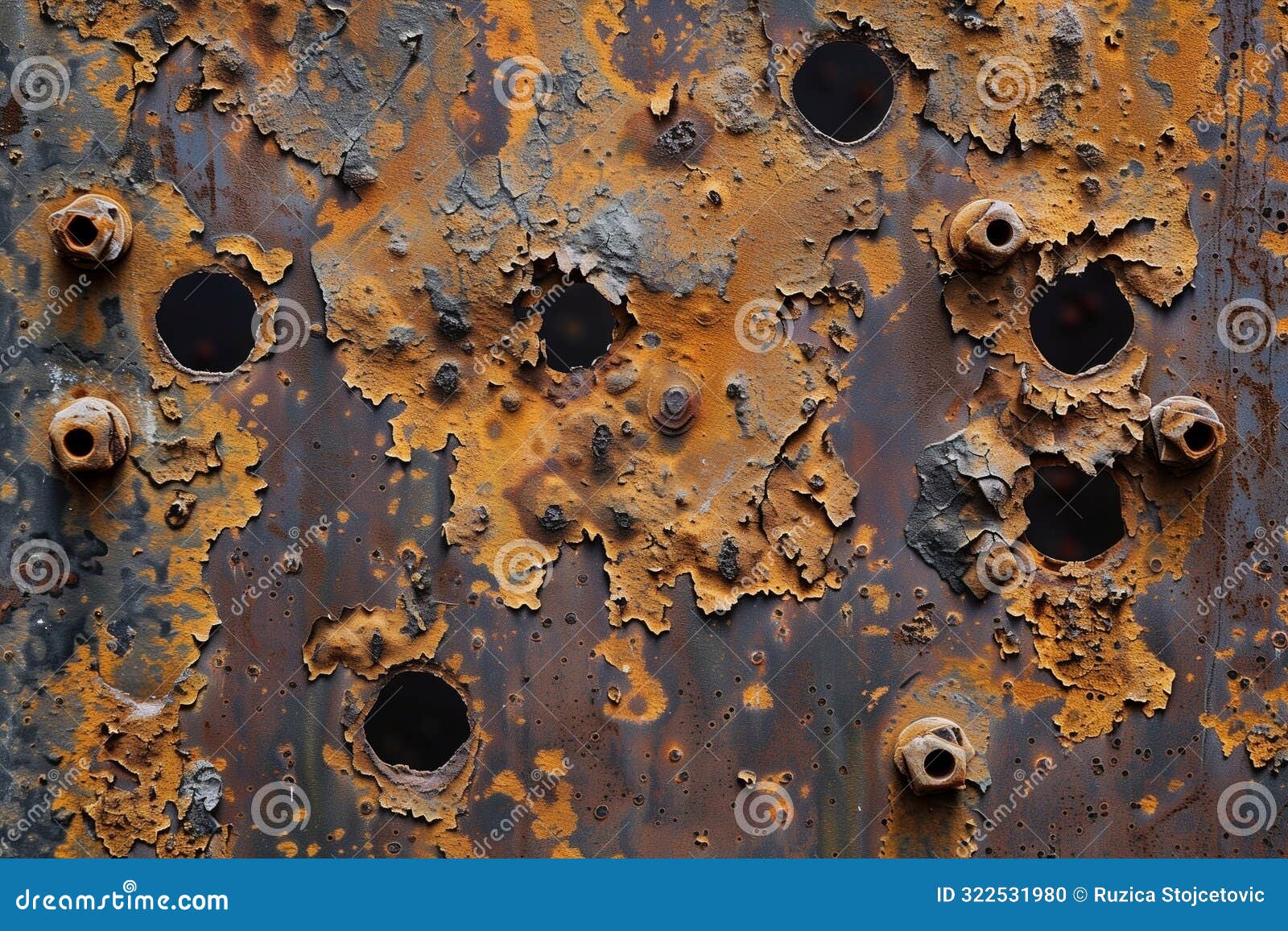 Rusty Metallic Surface Perforated with Bullet Holes Ai Photo Stock ...