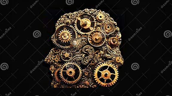 A Rusty Mind S Mechanical Gears Explode in a Darkened Reality Stock ...