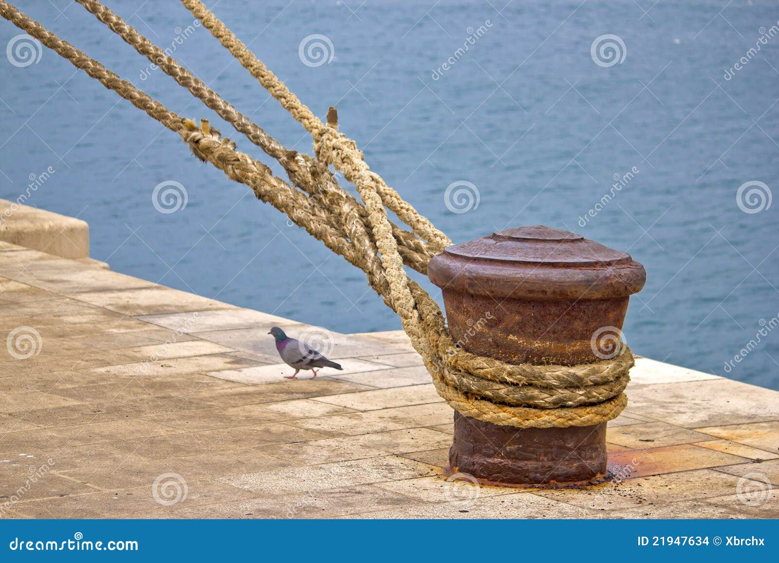 Mooring Bollard With Rope Stock Photo | CartoonDealer.com #56221518