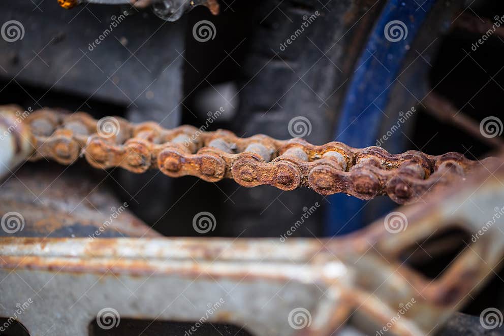 Rusty motorcycle chain stock photo. Image of background - 79144774